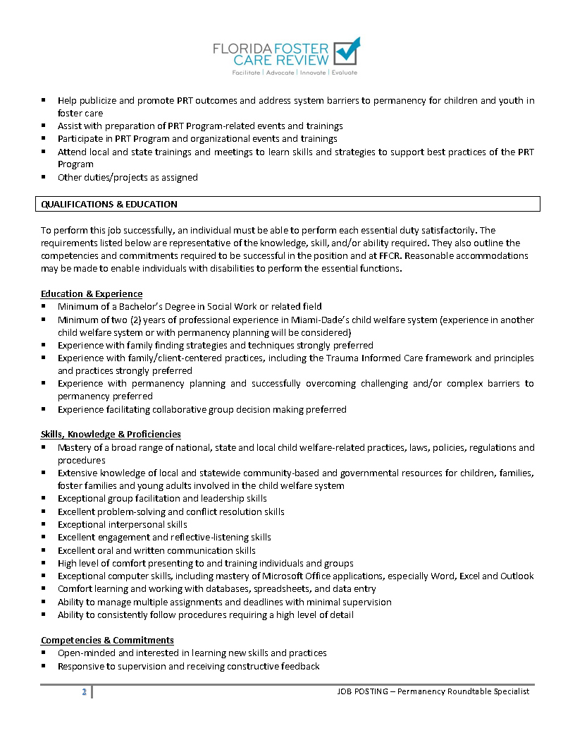 JOBS & INTERNSHIPS – Florida Foster Care Review